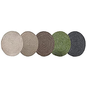 Hand Woven Round Area Rugs Living Room Bedroom Study Computer Chair Cushion Base Mat Round Carpet Lifts Basket Swivel Chair Pad Coffee Table Rug(2' Round, Black/White)
