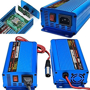 Unocho 24V Battery Charger Automatic Smart Charger 5A trickle Charger and I/O Switch 3 pin XLR Connector for Charging AGM Gel Lead-Acid Batteries for Cars wheelchairs Boats