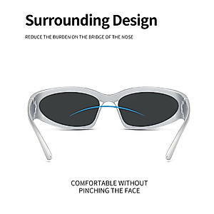 SOAR&EAGLE Y2K 3Pack Polarized sunglasses Men's sunglasses Women's sunglasses Fashion Sport Shades Sun Glasses（Silver frame gray sheet, Silver frame silver sheet, Bright black gray sheet）