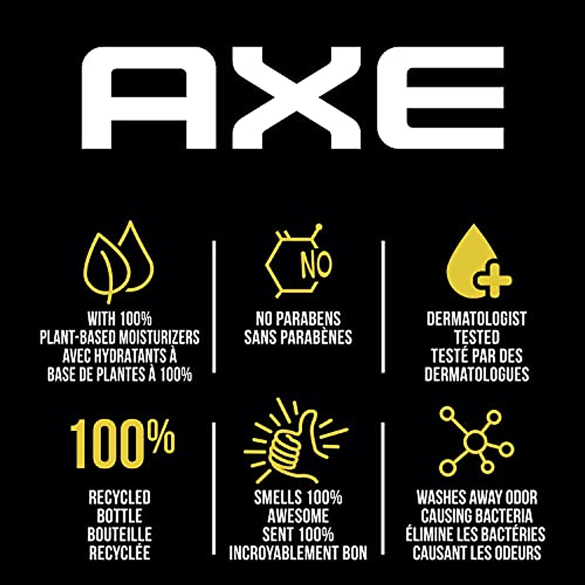 Axe Body Wash Charge & Hydrate Sports Blast Energizing Citrus Scent Men's Body Wash, 100 percent Recycled Bottle 16 oz 4 Count