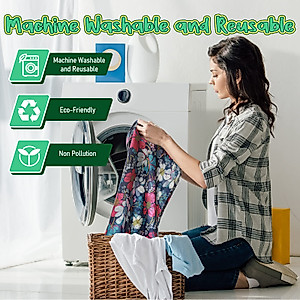 Shappy 34 Pcs Reusable Floral Grocery Bags Foldable Nylon Tote Bags Washable Shopping Bags Extra Large Cute Flower Reusable Bags with Attached Pouch for Women Grocery Shopping Supplies