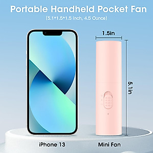 OLV Handheld Mini Fan Portable Rechargeable 3000mAh USB Battery Powered 22+Hrs Runtime Small Hand Held Fan Foldable Pocket Personal Fan Gifts for Women Girls Men Office,Travel,Outdoor - Pink