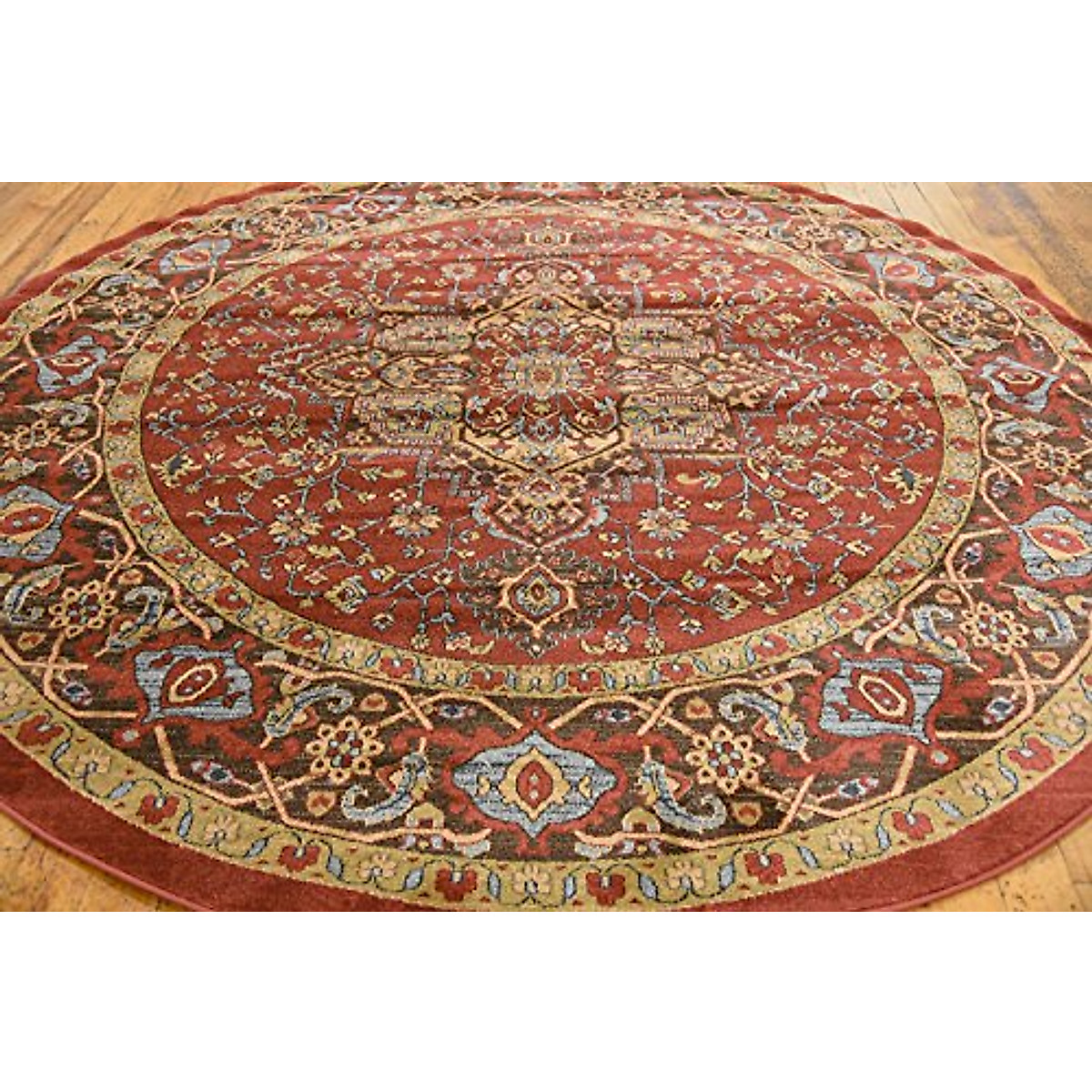 Unique Loom Sahand Collection Traditional Geometric Classic Red Round Rug (8' 0 x 8' 0)