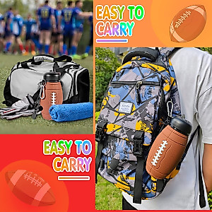 Jasswevo Collapsible Water Bottle for Boys Men 19oz 550ml Silicone Foldable Bpa Free Leakproof Sports Water Jugs for School Sports Travel with Flip Spout Xmas Birthday Gifts, Rugby Football Style