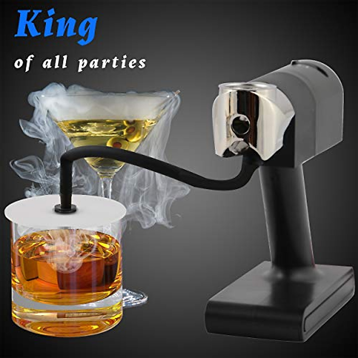 Portable Smoke Infuser Gun with Wood Chips, Hose, Dome and Drinking Lid - Handheld Electric Smoker Machine for Cocktail Drink, Whiskey, Outdoor BBQ, Meat, Pizza and Food Cooking