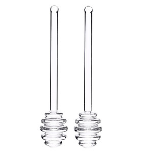 UUYYEO 2 Pcs 6 Inch Glass Honey Stirring Sticks Honey Spoon Stirring Scooper Honey Wand Stick for Honey Pot