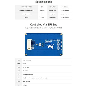 2.4inch LCD Screen Display Module 240×320 Resolution SPI Interface for Raspberry Pi VisionFive 2 STM32 @XYGStudy