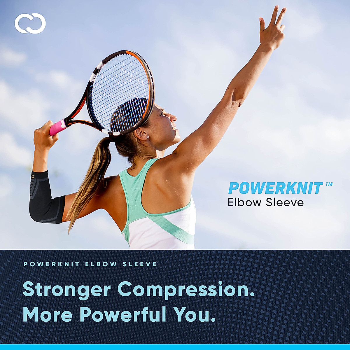 Copper Compression PowerKnit Elbow Sleeve - Seamless Elbow Brace for Men & Women - Pain Relief for Tendonitis, Tennis Elbow, Golfers, Weight Lifting - Fits Right or Left - 1 Sleeve - L/XL