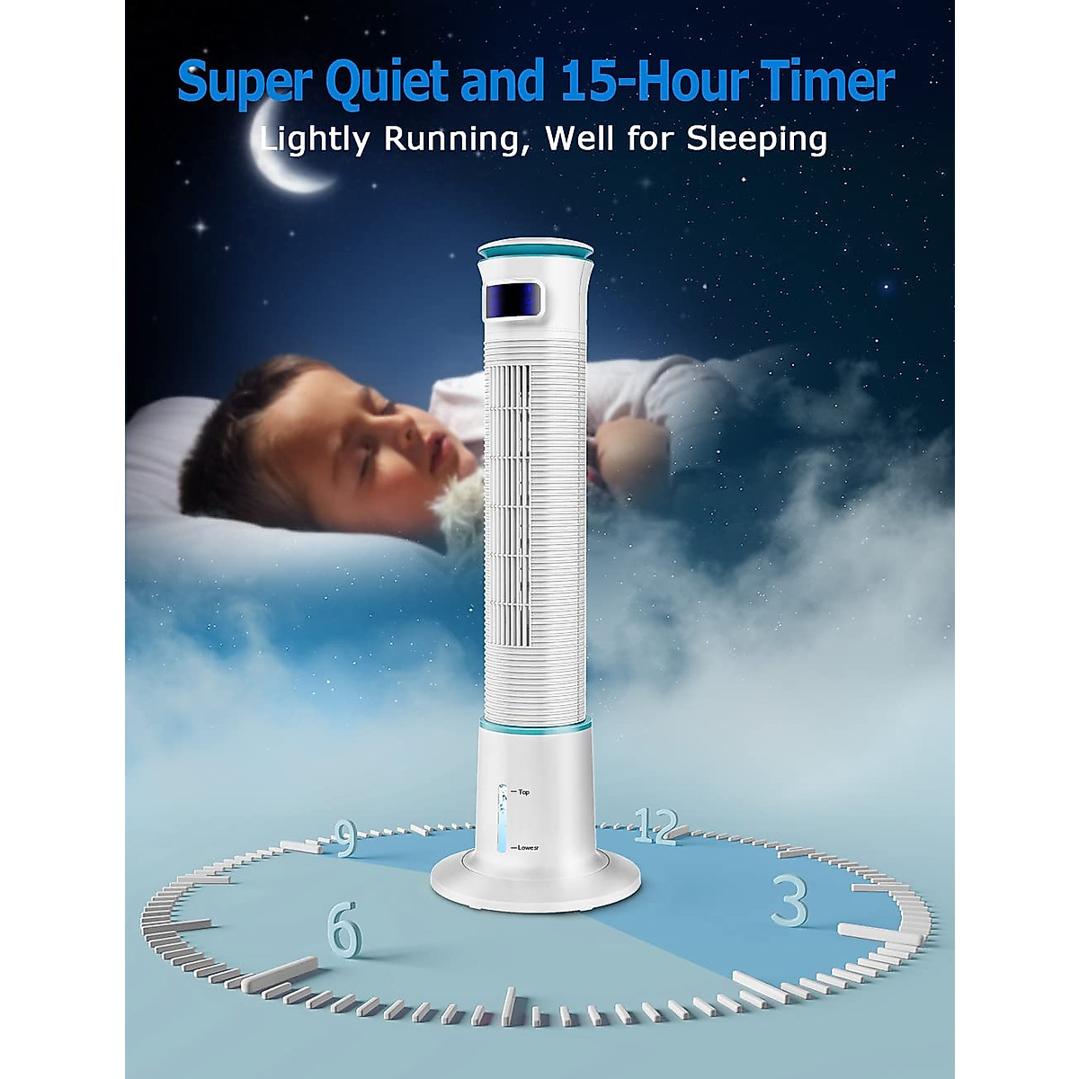 Evaporative Cooler - BREEZEWELL 2 IN 1 Portable Air Cooler, 70°Oscillating Evaporative Cooling Fan, Remote Control w/4 Modes & 3 Speeds, 15H Quiet Timer, Air Conditioner Portable for Room Office, 43IN