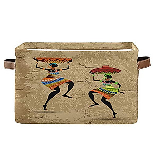 ALAZA Foldable Storage Bins, Tribal Ethnic African Women Storage Boxes Closet Shelf Organizer for Bedroom Nursery Closet Toys Books