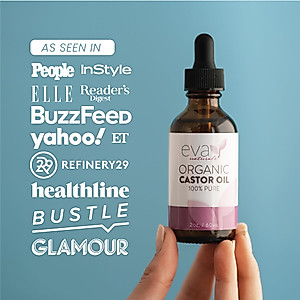 Eva Naturals Organic Castor Oil (2oz) - Promotes Hair, Eyebrow and Lash Growth - Diminishes Wrinkles and Signs of Aging - Organic Castor Oil for Hair Growth Eyelashes - Hair Growth Oil 100% Pure
