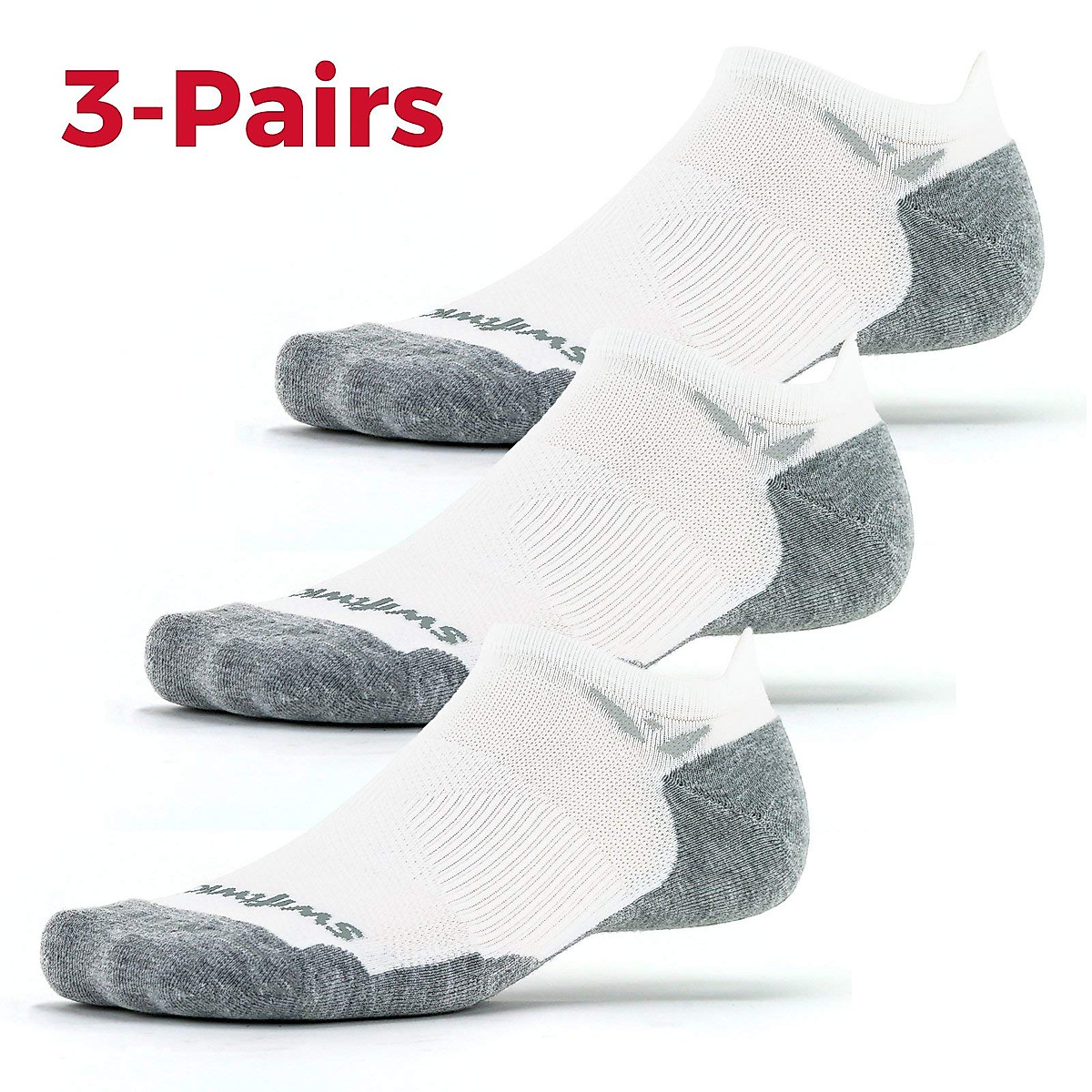 Swiftwick- MAXUS ZERO Tab (3 Pairs) Running & Golf Socks, Maximum Cushion (White, X-Large)