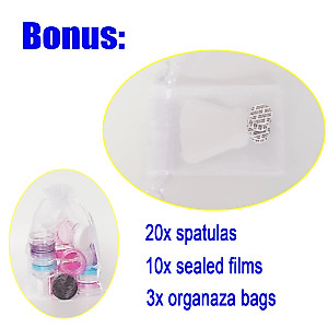 Wopanxye 20pcs 5g Small Travel Sample Cosmetic Containers for Make-up Eye Shadow Nails Lotion Powder Gems Beads Jewelry Cream, 5ml Clear Round Pot Jars with White Lid， Mini 5ml Plastic Sample Jars