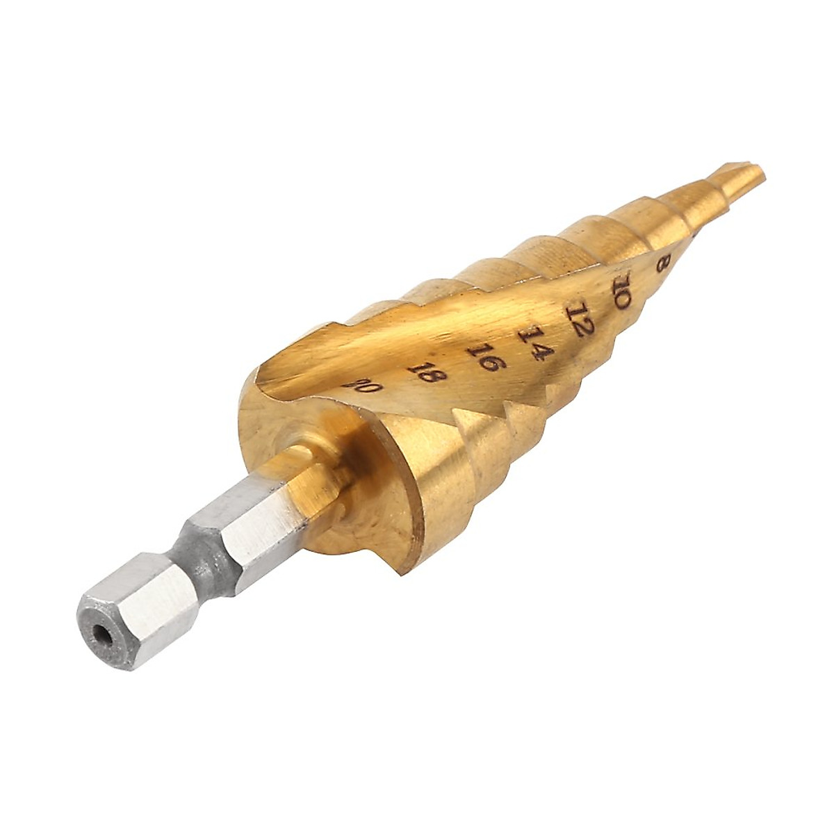 Hilitand Step Drill Bit, High Speed Steel Stepped Cone Drill Bit Coated Spiral Flute Hex Shank 4-20mm