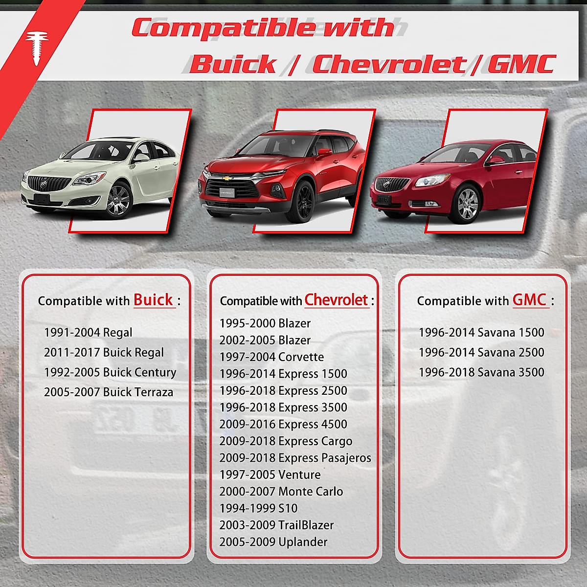 OTUAYAUTO 94-99 S10 50PCS Front Door Trim Panel Retainer Clips, Replaces GM: 10153057 Replacement for Chevy Buick GMC - Car Fasteners Clips for GM 8mm Hole