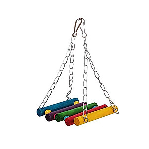 HappyToy Bird Parrot Toys 8pcs Play Set for Birds, Hanging Colorful Swing Chewing Toy Bells, Ladder Swing for Small Parrots, Macaws, Parakeets, Conures, Cockatiels, Love Birds