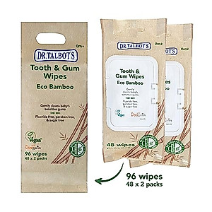 Dr. Talbot's Eco Bamboo Baby Tooth and Gum Wipes Naturally Inspired With Citroganix, 2-pack, 96 count