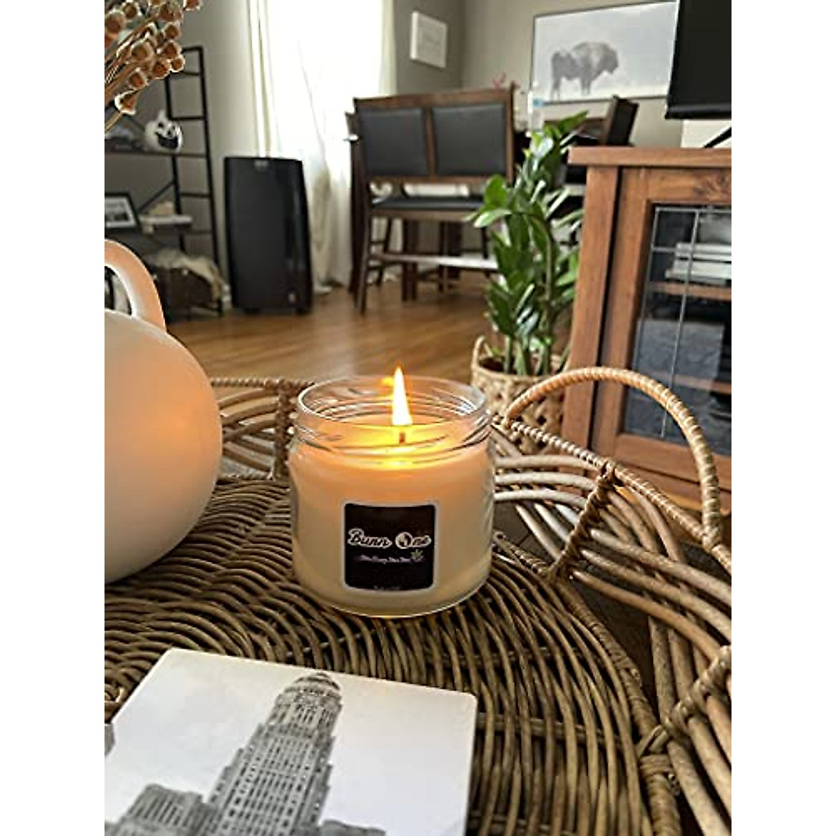 Burn One Buffalo Scented Candle (OG Kush) | Very, Vanilla, Hand Poured, Every Day Scented Soy Candles for Home | 10oz Clear Glass Jar, 30+ Hour Burn Time, Made in USA
