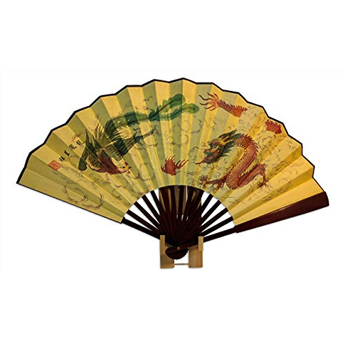 C&K Solutions Bamboo Tripod Folding Fan Stand Wall Mount; Sturdy Display Base; Large Japanese Hand Held Fan Holder