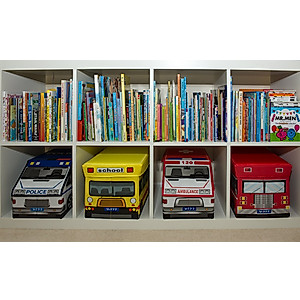 Clever Creations Collapsible Storage Organizer and Ottoman, Perfect Vehicle Themed Toy Chest for Storing Books, Shoes, Games and More, Police Car