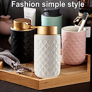 SeenVo Bathroom Countertop Soap Dispensers,Ceramic Foaming soap Dispenser Beigem for 13oz Refillable Liquid Lotion Soap Dispenser with Rust-Proof foaming Pump