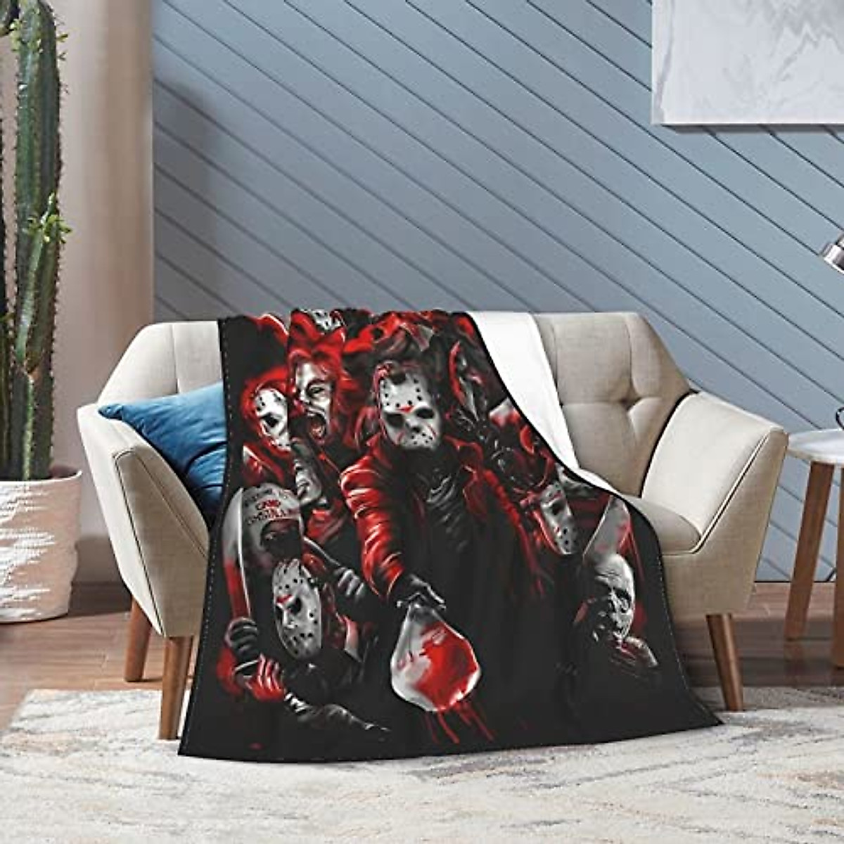 Horror Movie Characters (Many Faces of) Flannel Blanket,Super Soft, Comfortable and Warm, Perfect for Sofa, Living Room and Bedroom 80"X60"