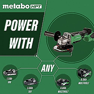 Metabo HPT 18V MultiVolt™ Cordless Angle Grinder | 4-1/2-Inch | Tool Only - No Battery | Paddle Switch | G18DBALQ4