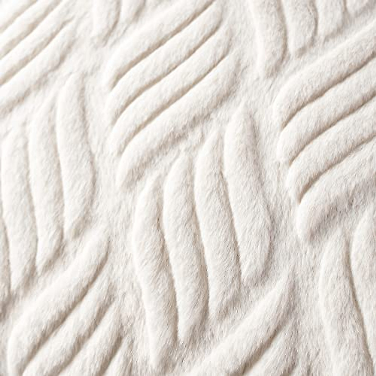 BATTILO HOME White Cream Faux Fur Throw Blanket for Couch, Soft Couch Blanket Cozy Fur Blanket Throw 50"x60", with 1 Fur Pillow Cover 18"x18",Ivory