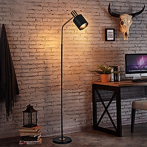 O'NEELDY Modern Industrial Floor Lamp 65" Black Standing Lamp, Black Floor Lamp with 360° Adjustable Lampshade, 12W E26 Bulb Included, Floor Lamp for Living Room, Bedroom, Office