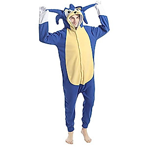 Oiziuzio Adult Animal Onesies Unisex Holloween Costume Hedgedog Pajamas for Women Men Blue L