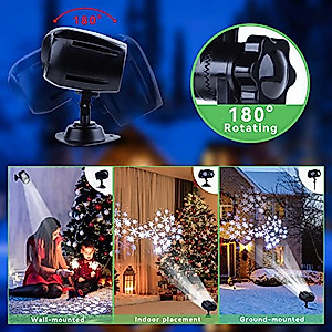 Christmas Snowflake Projector Lights Outdoor White LED Snowfall Christmas Lights Waterproof Snow Flurries Landscape Decorative Lighting for Xmas Holiday Party Garden Patio Indoor Home Decoration