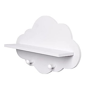 Cloud Shelves Cloud Shape Wood Floating Shelf White Floating Shelves Wall Mount Display Board Coat Hanger Storage Rack Nursery Accessories
