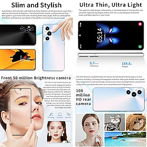 VSMOX S30Ultra Mobile Phones Sim Free Unlocked, Android 13 Cheap Phone, 8000mAh, 108MP 50MP, 6.53in HD Screen, 5G Dual SIM Smartphones, Face ID, 10W Charger,White-8GB~256GB