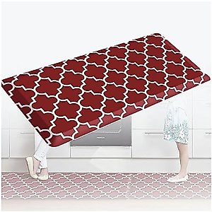 VRINO 0.47 InchThick Kitchen Mat ， Heavy Duty PVC Waterproof Non-Slip Kitchen Memory Foam Floor Mats ， for Kitchen, Office, Sink,Red-17.3×60""