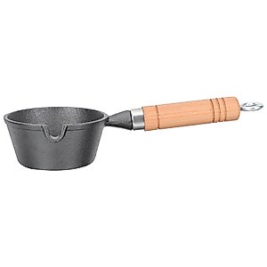 Tofficu Hot Oil Pan Non Stick Small Cast Iron Pot Butter Warmer Pot Mini Cast Iron Skillet Small Oil Heating Pan Melting Pot Ceramic Nonstick Pan Oil Heating Pot Enamel Small Eggs Wooden