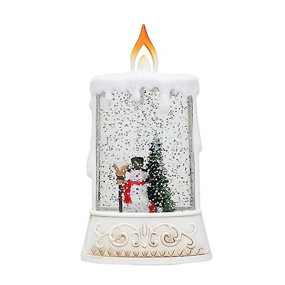 BELOWSYALER Christmas Bauble Christmas Snow Globe Candle Light Battery Operated Wind Lamps Sequins Water Injections Night Lights for Home Decorations