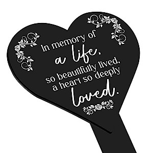 Memorial Grave Markers Heart Memorial Stake Sympathy Grave Plaque Stake Cemetery Garden Stake Memorial Acrylic Grave Stake Waterproof Memorial Plaque Garden Grave Decoration for Cemetery Outdoors Yard