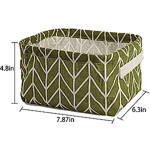 Lawei 9 Pack Mini Canvas Storage Bins - Collapsible Canvas Shelf Basket Nursery Organizer Boxwith Handles for Nursery Kids Bathroom Home Office