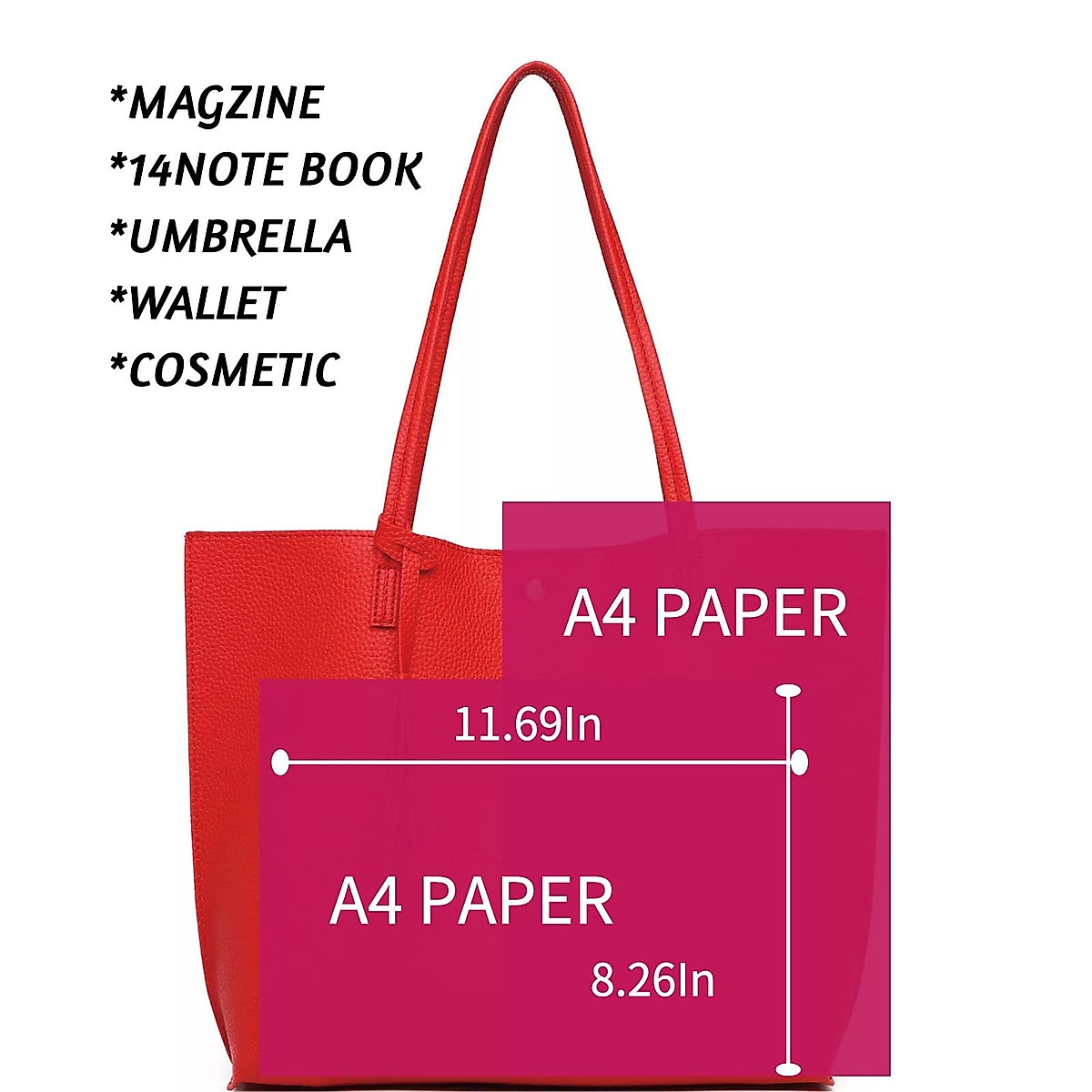 Lieseh Women's Bohemian Tote Bag for Shoulder and Hand with Inner Pocket (Bright Red Ribbon)