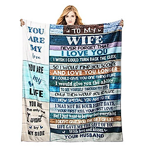ZKA Mothers Day for Gifts Wife Birthday Gift from Husband to My Wife Blanket Wedding Anniversary Christmas Valentines Throw Blanket for Wife Women Presents Romantic Gifts for Her
