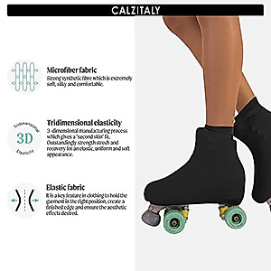CALZITALY Cover Skates | Skate Boot Covers | Roller Skating Wear Woman and Girl | 70 DEN | Made in Italy (USA: 10/12 = EU: 28/32, Black)