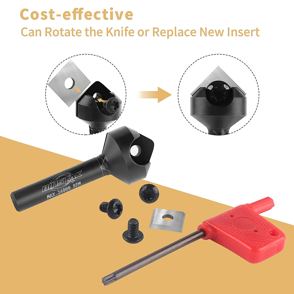 BINSTAK 90 Degree V Groove Router Bit 1/4 Inch Shank, Carbide Insert Wood CNC Router Bits for Woodworking Engraving Carving