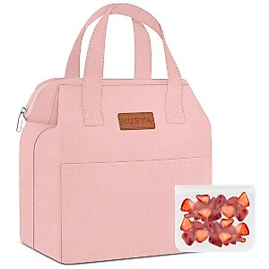 KUBYA Lunch Bag Women, Lunch Box for Women Men Insulated Lunch Bag & 1 Food Storage bag Simple Reusable Lunch Tote Bag for Work, Picnic Beach or Travel (Pink)