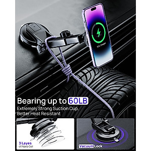 Eazpower MagSafe Car Mount Charger, Wireless Car Charger Compatible with iPhone 15/14/13/12 Pro Max, MagSafe Case, Magnetic Car Phone Holder Mount Fast Charging for Dashboard/Air Vent/Windshield