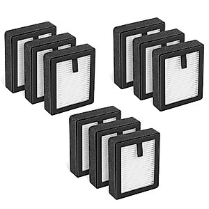 9-Pack PM1220 True HEPA Replacement Filter Compatible with MOOKA and KOIOS PM1220 Compact Desktop Air Purifier，3-in-1 True HEPA Replacement Filters