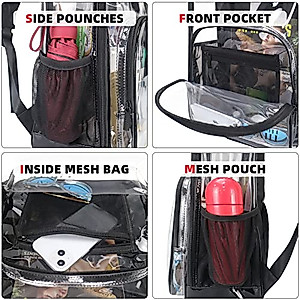 Clear Backpack Heavy Duty Transparent: Waterproof PVC See Through Backpacks with Separate Shoe Compartment - Large Plastic Clear Laptop Bookbag for School Work Sports Black