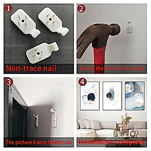 3 Framed Abstract Canvas Wall Art, Artwork in Blue, White and Grey, Simple and Elegant for Living Room Bedroom Office Decor