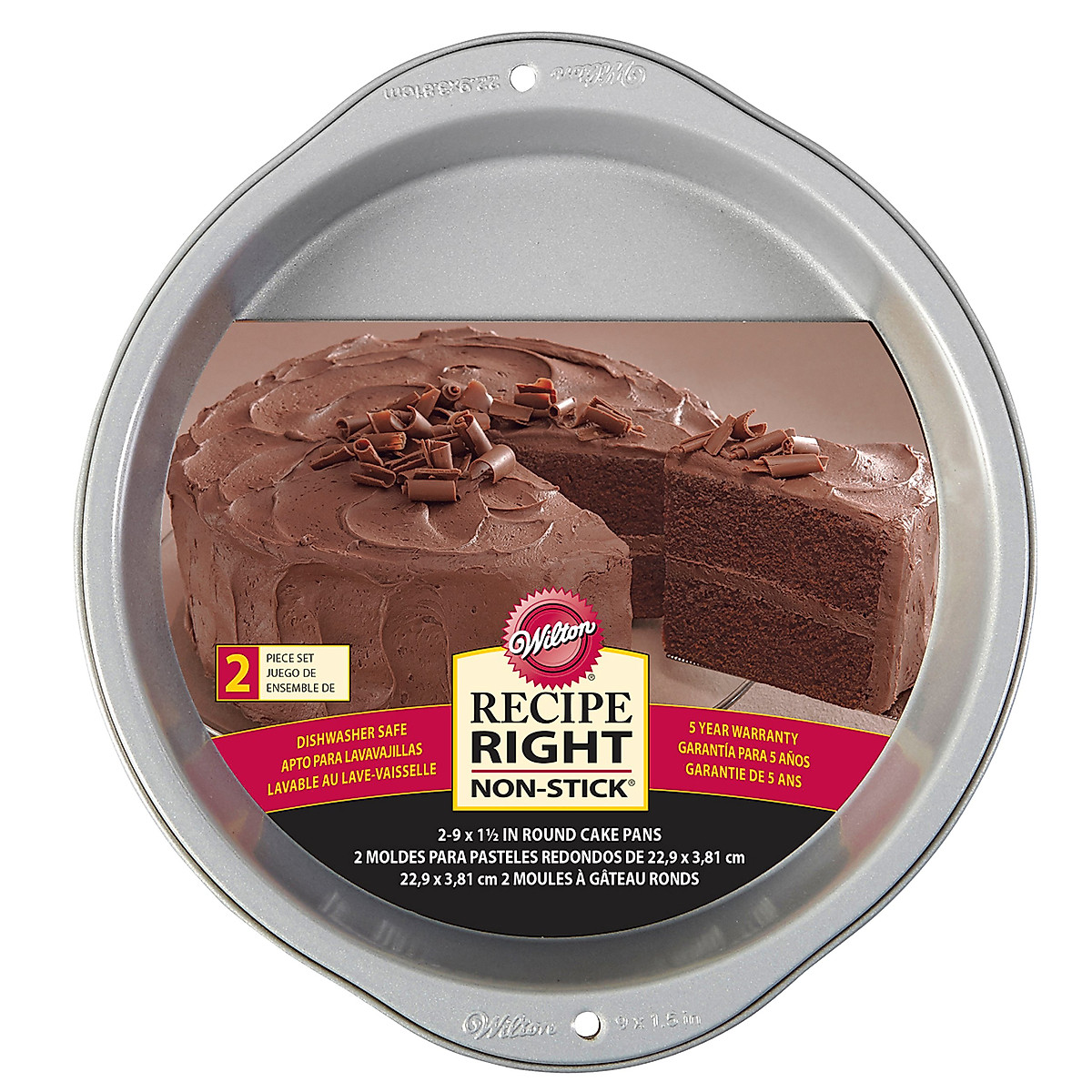 Wilton Recipe Right Non-Stick 9-Inch Round Cake Pans Set, 2-Piece, Steel