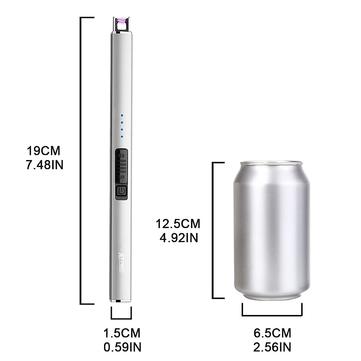 JETPRO Electric Lighter Arc Windproof Flameless USB Lighter Rechargeable Lighter with Safety Lock for Candle BBQ Camping (Silver)