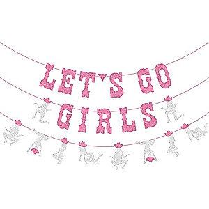 Space Cowgirl Let's Go Girls Bachelorette Party Banner for Western Cowgirl, Last Rodeo Hoedown, Nash Bash Nashville Bachelorette Party Decorations